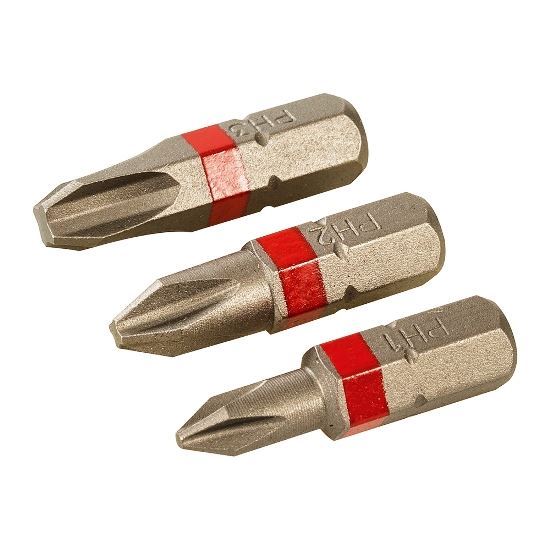 NutandBoltShop. Screwdriver Bit Set 3pce PH1, PH2 and PH3